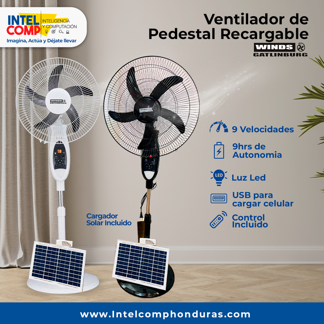 Ventilador Recargable Winds, Ventilador con Carga solar, Ventilador con ...