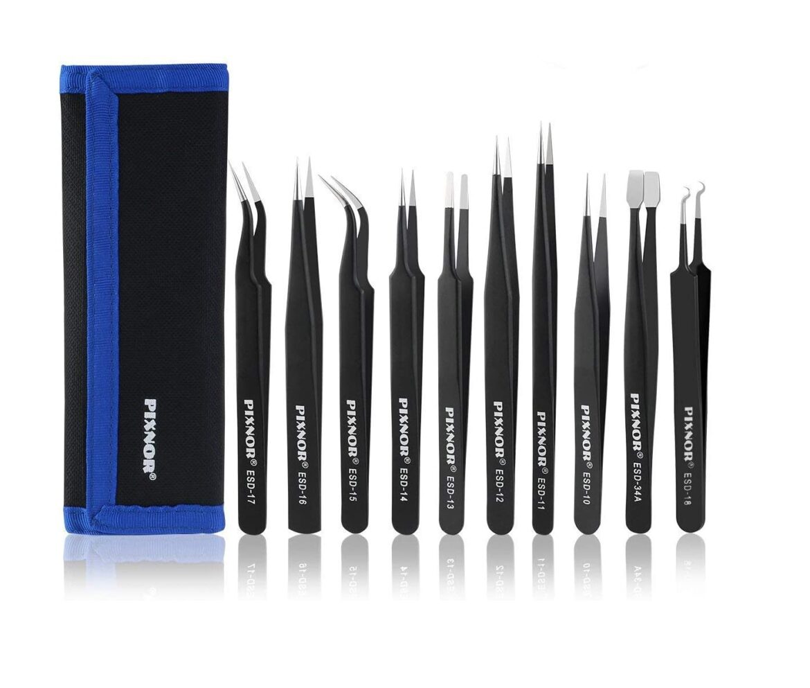 Juego de pinzas de precisión acero inoxidable antiestáticas set de 10 ...